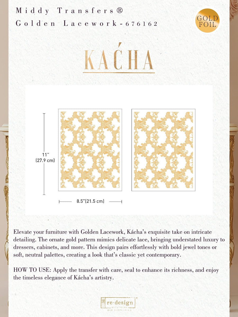* New* Redesign with Prima Kacha Gold Foil Flat packed Middy Transfer ...
