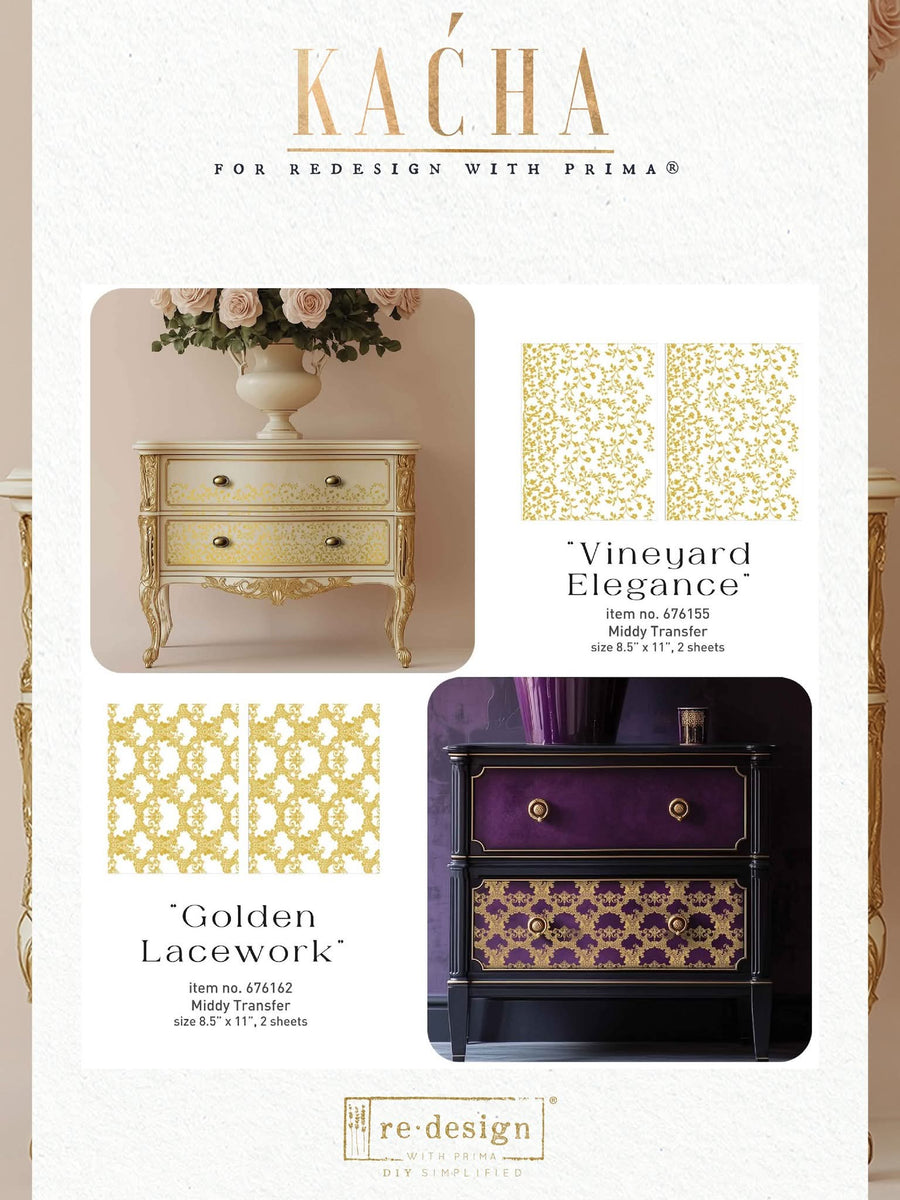 * New* Redesign with Prima Kacha Gold Foil Flat packed Middy Transfer ...